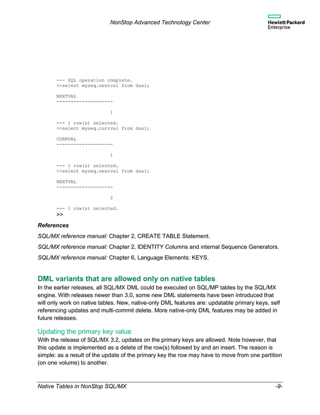 Native tables in NonStop SQL database | PDF