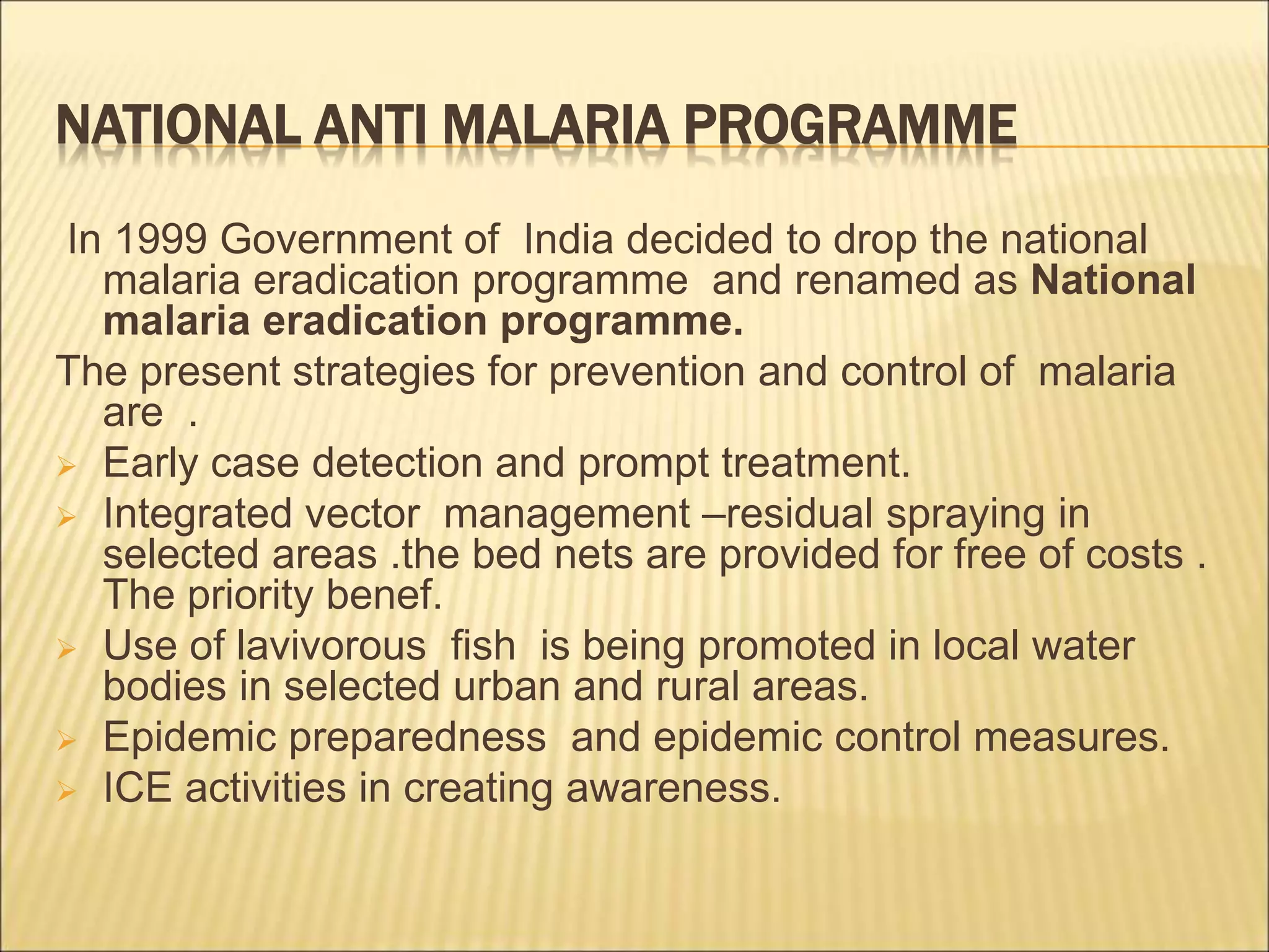 ANTI MALARIA CONTROL PROGRAMME | PPT | Infectious Diseases | Diseases ...