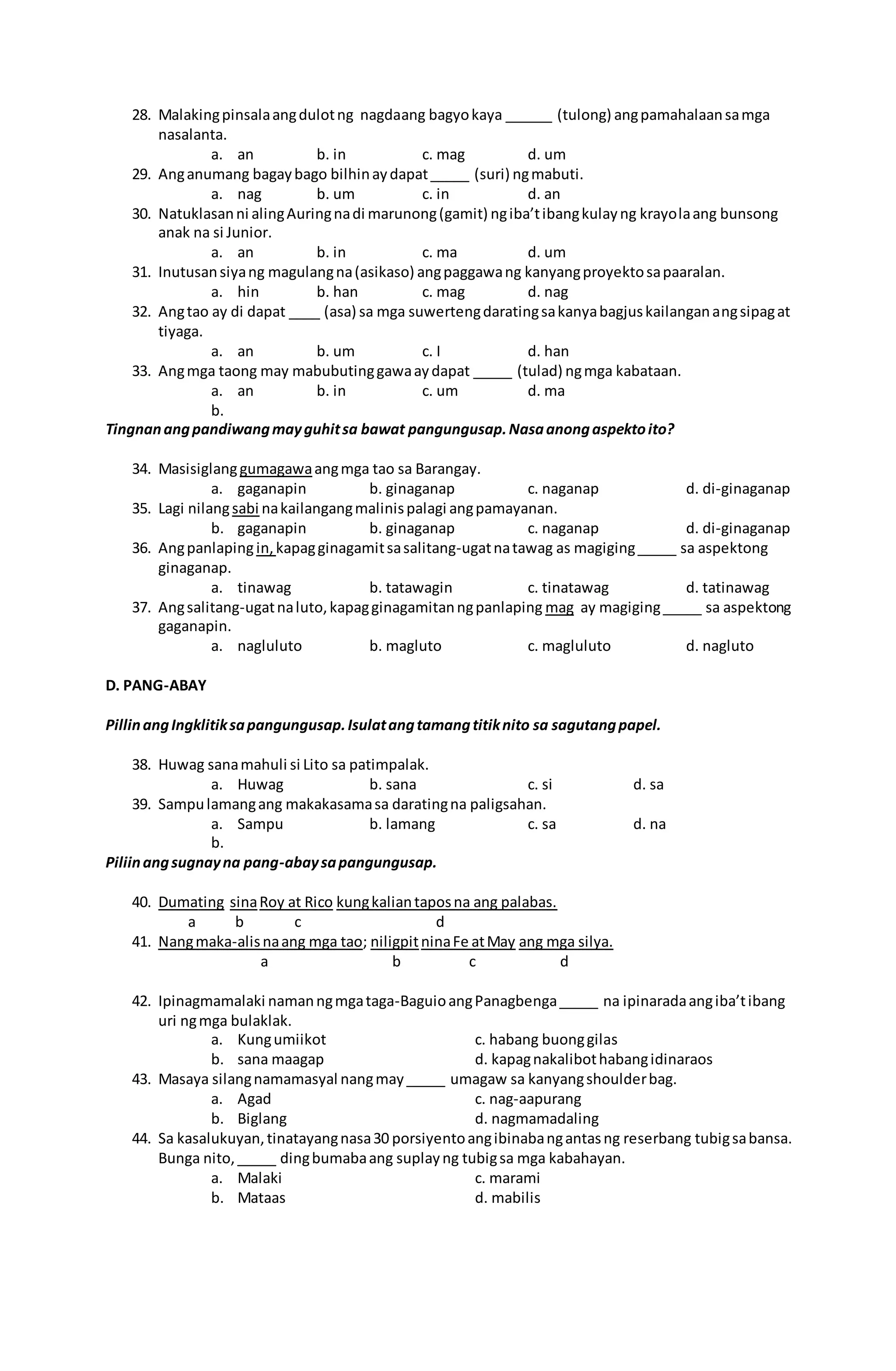 Nat reviewer in filipino vi | DOCX
