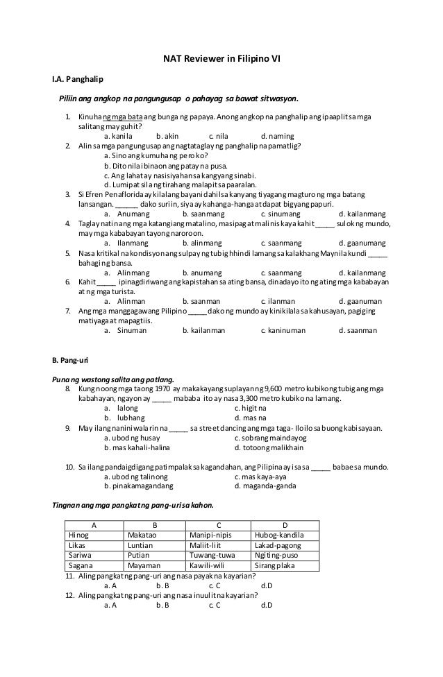 Nat Reviewer In Filipino Vi Nat Reviewer In Filipino Vi