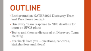 Wisconsin NATRF2022 Task Force: Goals and Plans | PPTX