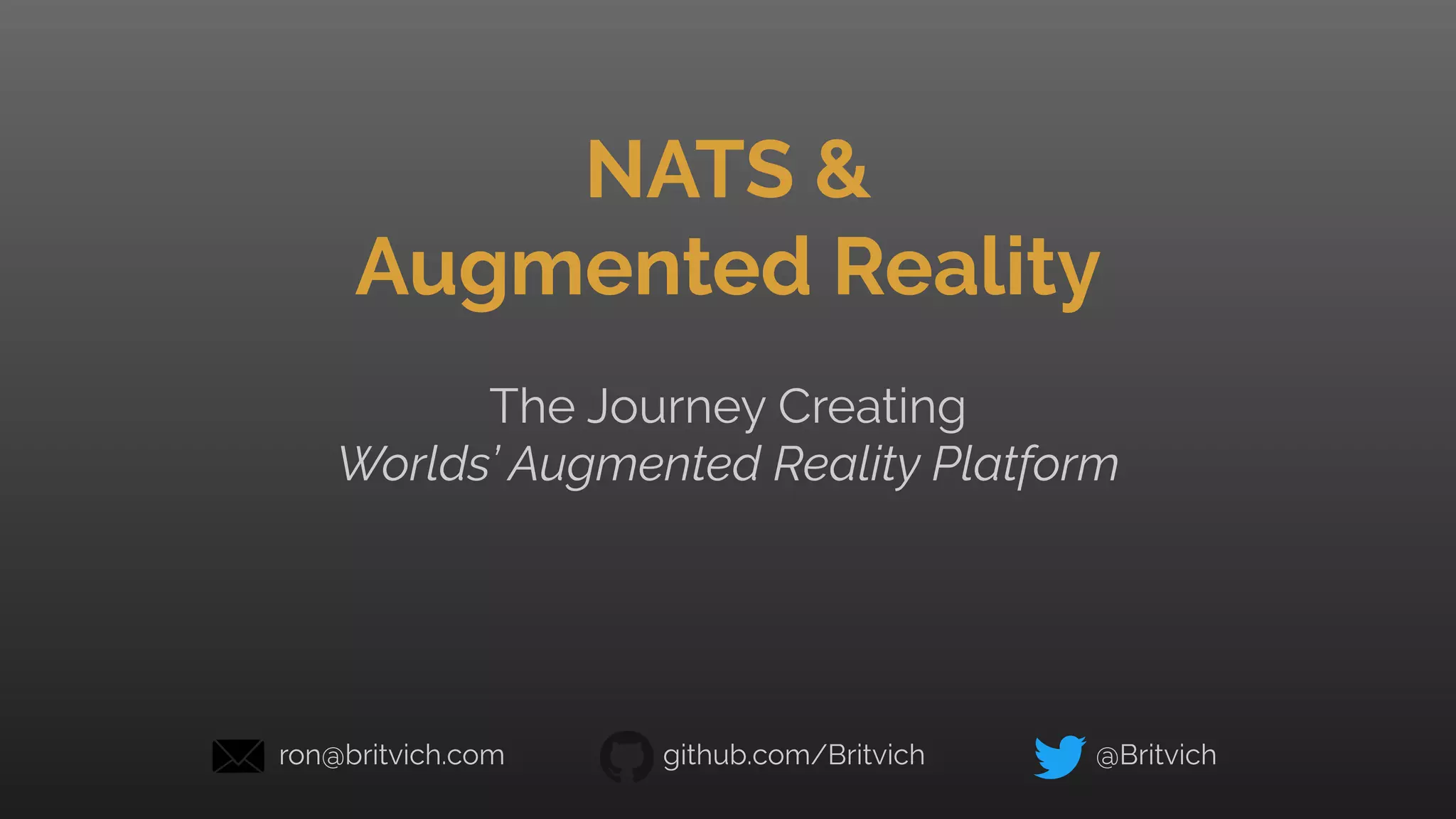 NATS Connect Live | NATS & Augmented Reality | PPT