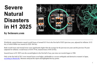 Global Natural Disasters in H1 2025 by Beinsure | PDF