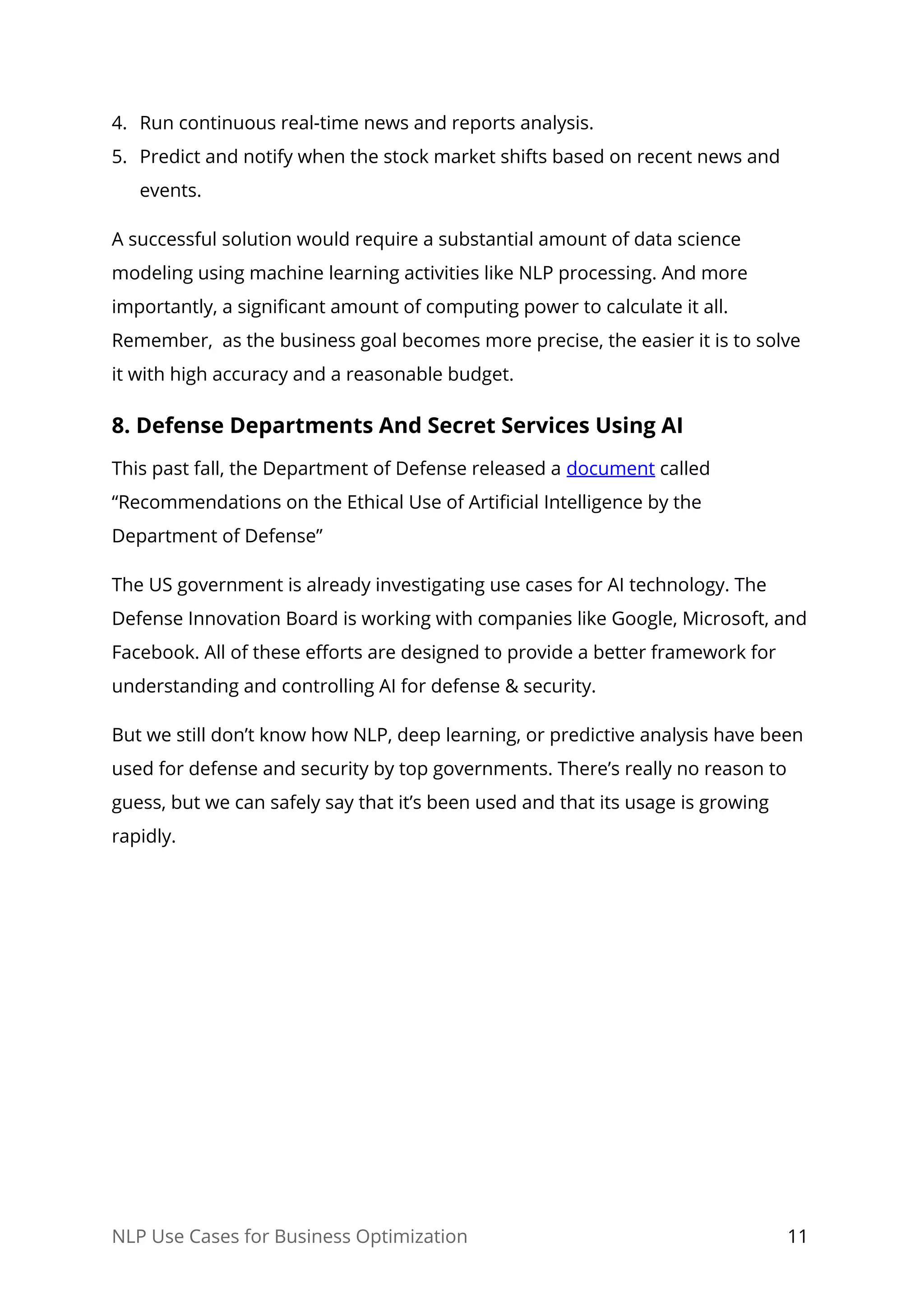 Natural Language Processing Use Cases for Business Optimization | PDF