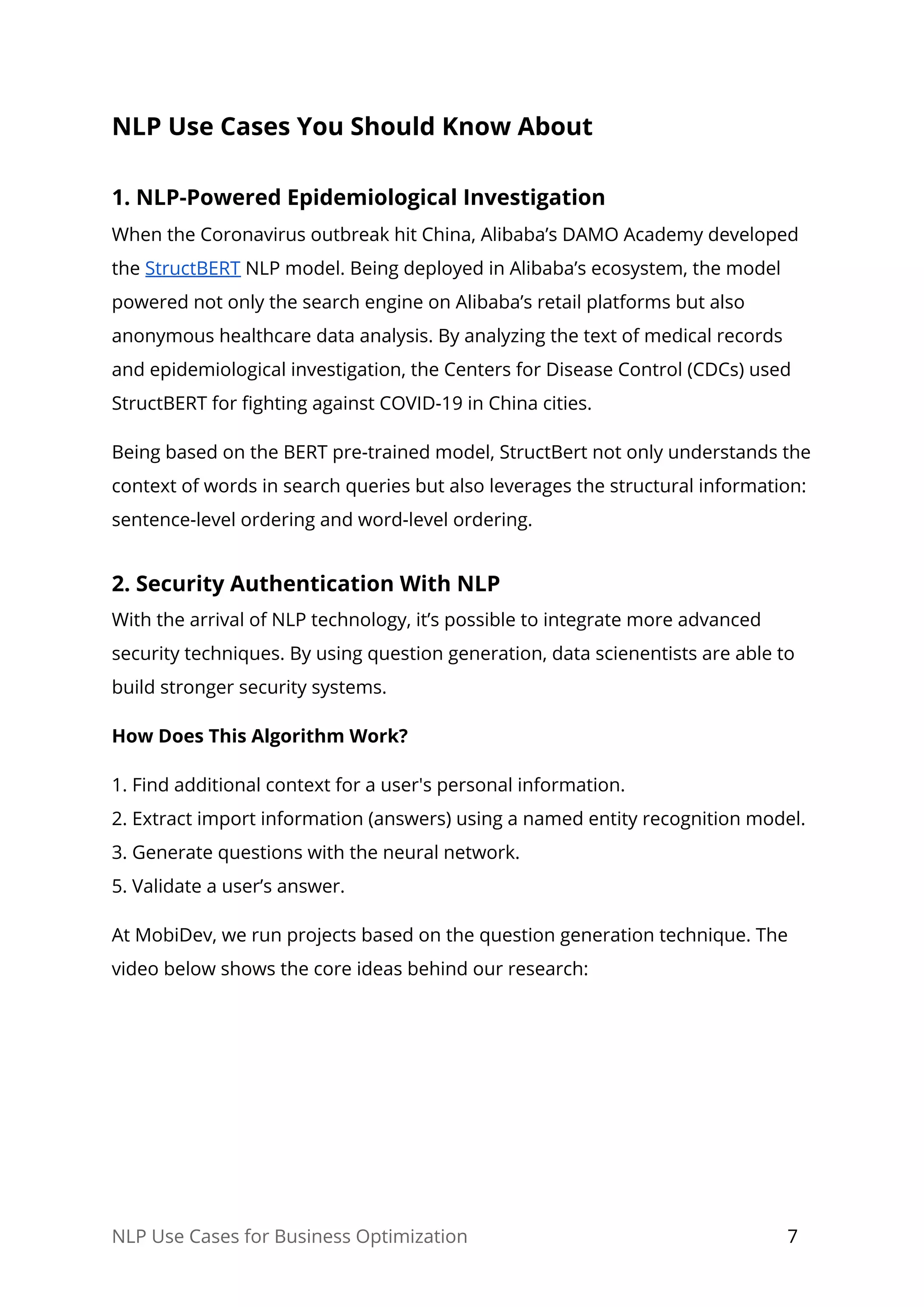 Natural Language Processing Use Cases for Business Optimization | PDF