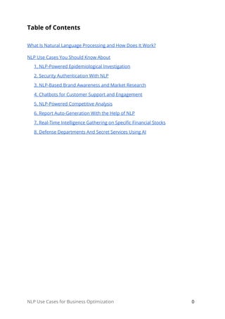 Natural Language Processing Use Cases for Business Optimization | PDF