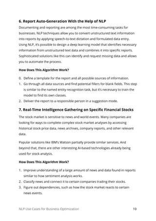 Natural Language Processing Use Cases for Business Optimization | PDF