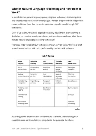 Natural Language Processing Use Cases for Business Optimization | PDF