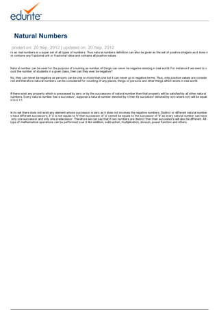Natural Numbers | PDF