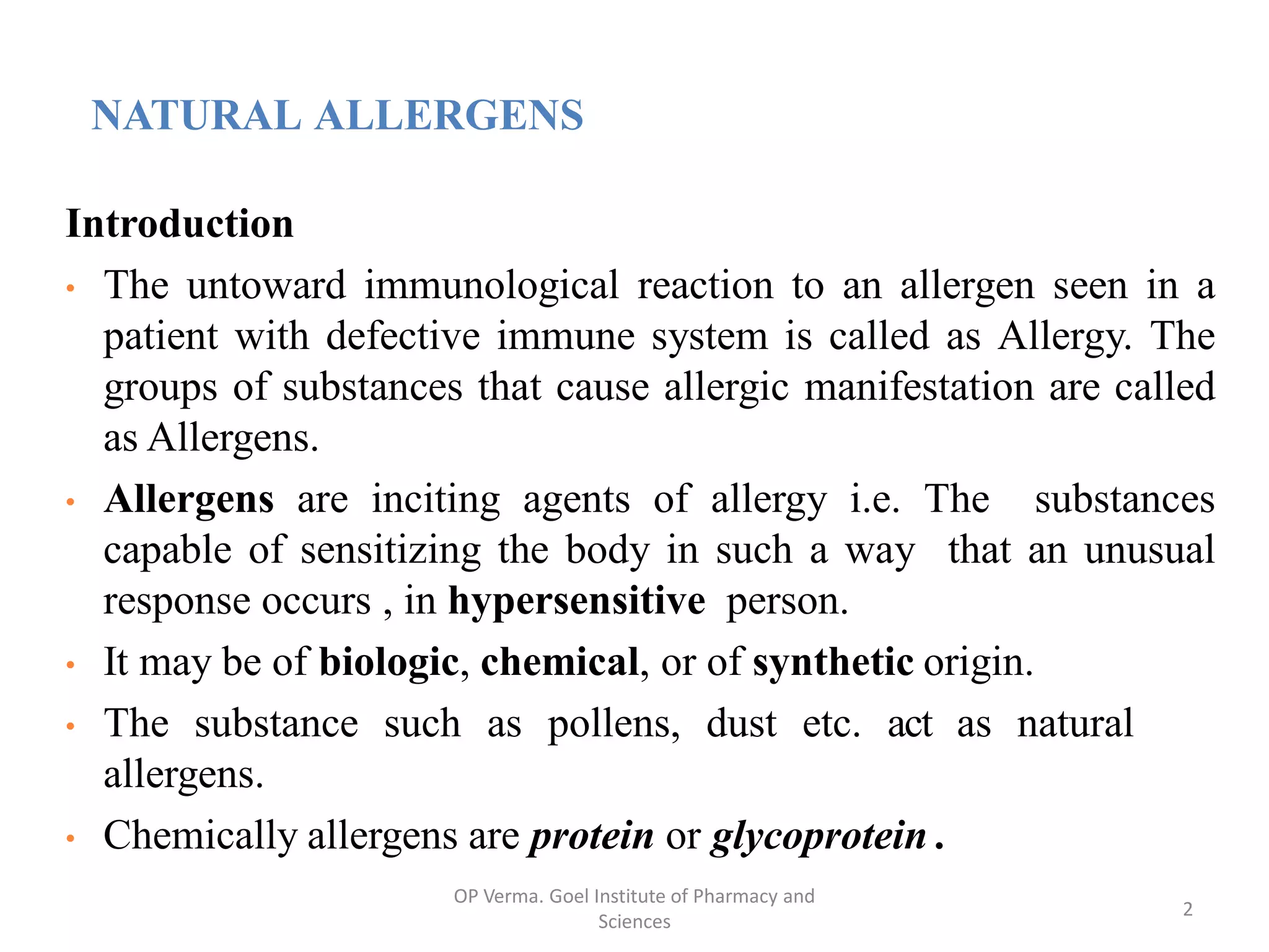 Natural allergens op verma | PPT