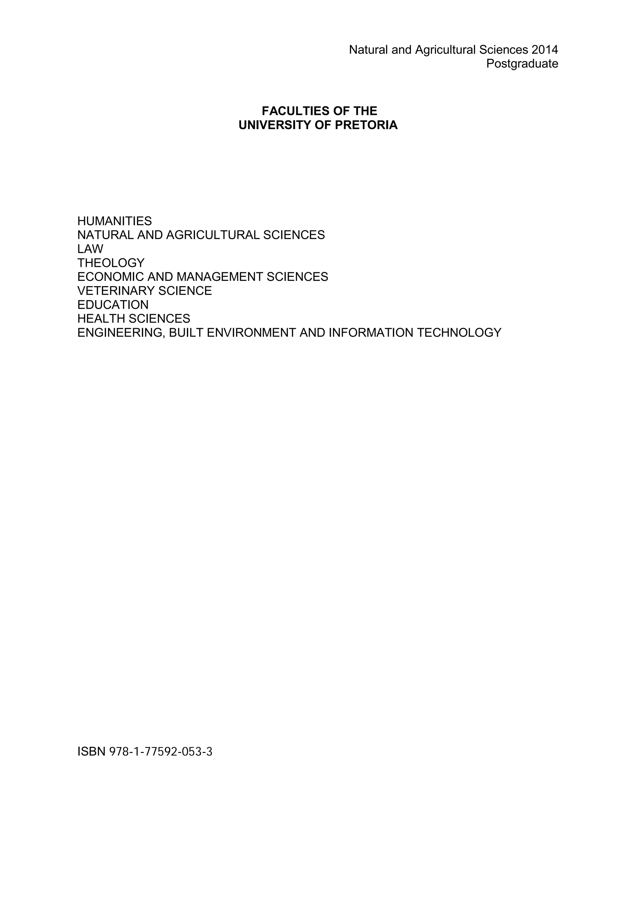 Faculty of Natural and Agricultural Sciences/Natural and agricultural ...