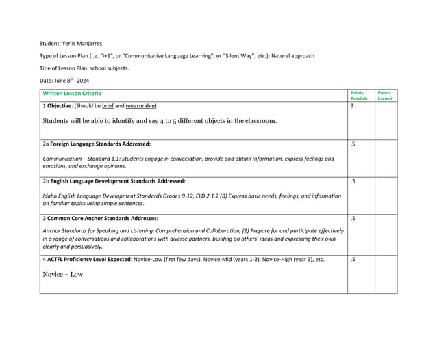 Natural approach lesson plan BUY TESOL 2 | PPT