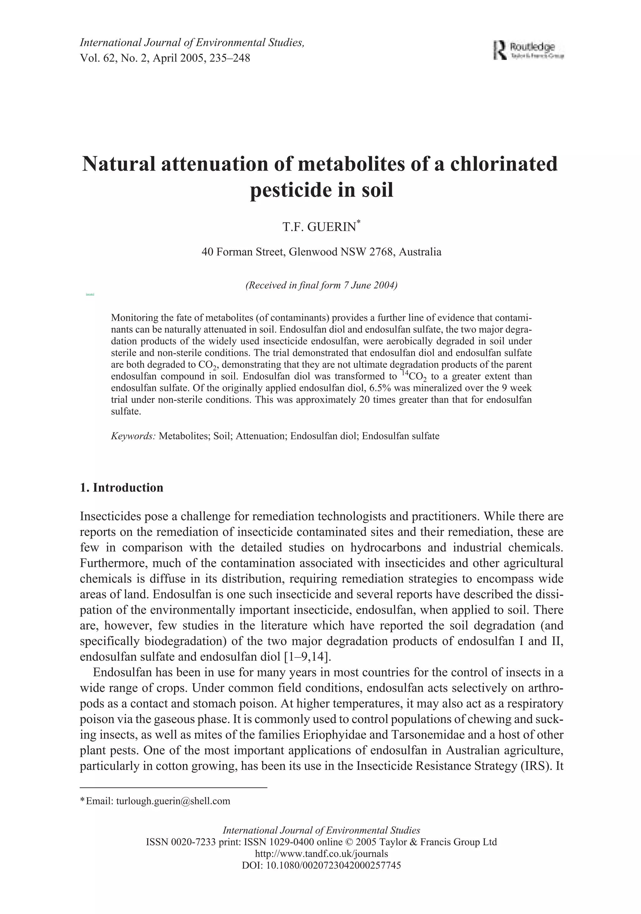 Natural attenuation of pesticides in soil | PDF