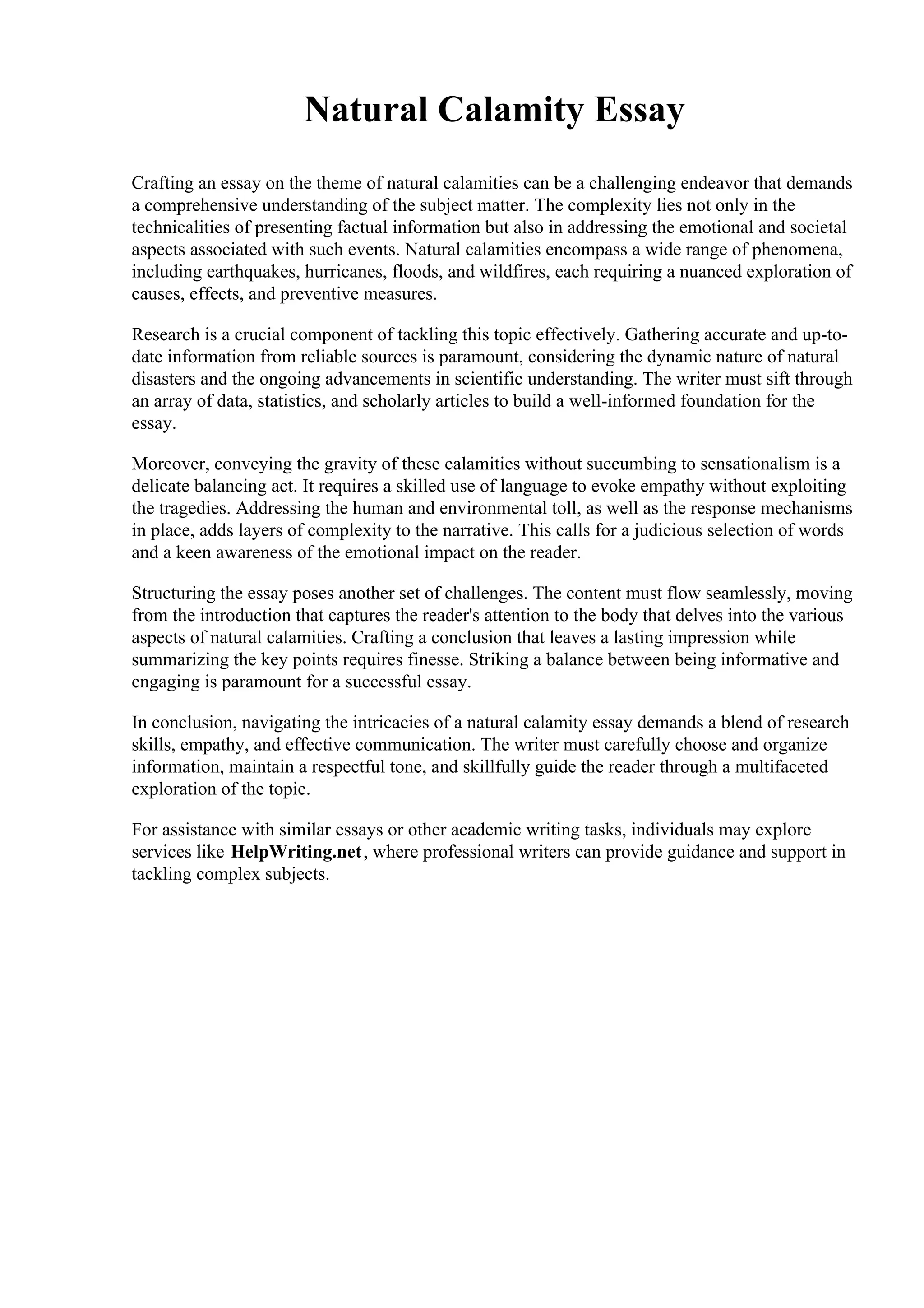 Natural Calamity Essay. Rasmussen University | PDF