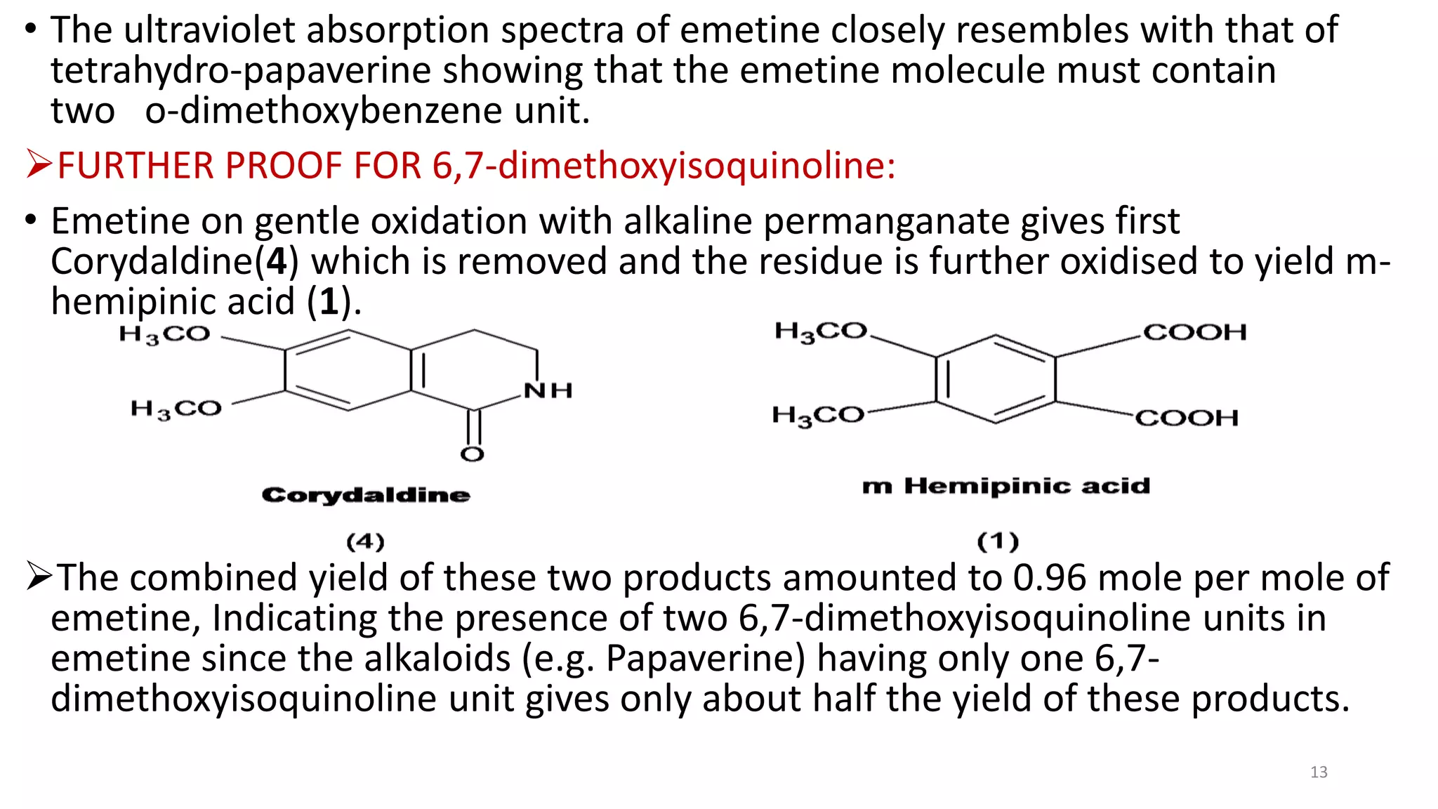 Natural chemistry Structure elucidation of Emetine | PPTX