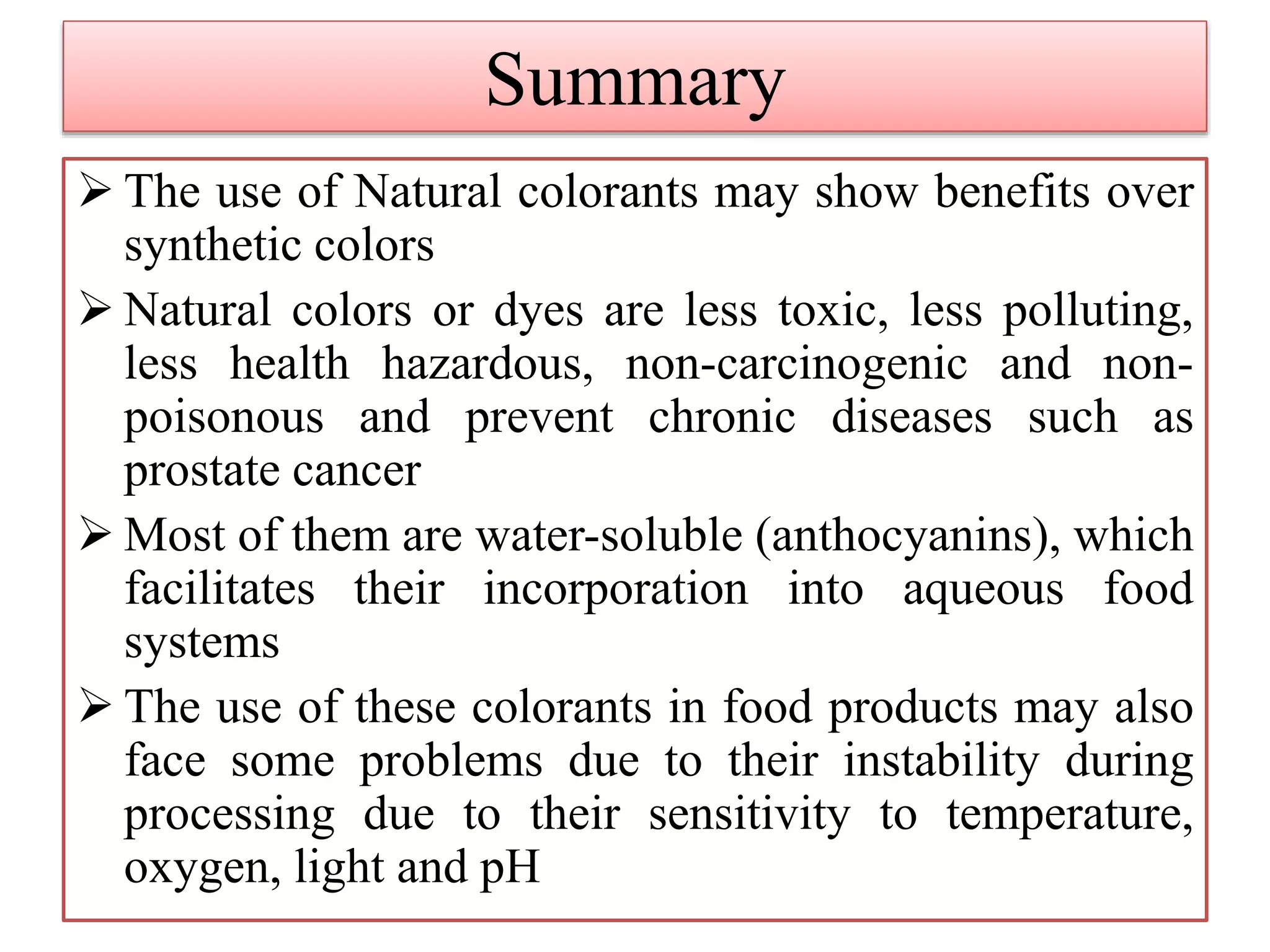 Natural color pigments used in food processing | PPTX