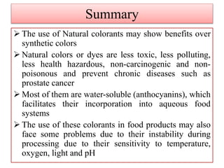 Natural color pigments used in food processing | PPTX