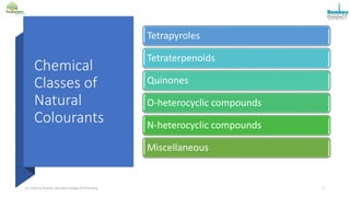 Natural colourants and its chemistry Dr Galvina Pereira | PPTX