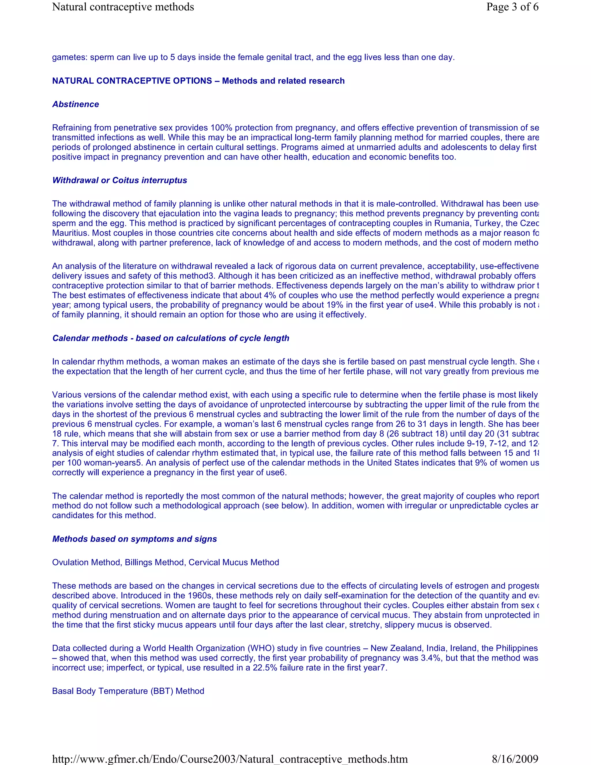 Natural Contraceptive Method | PDF