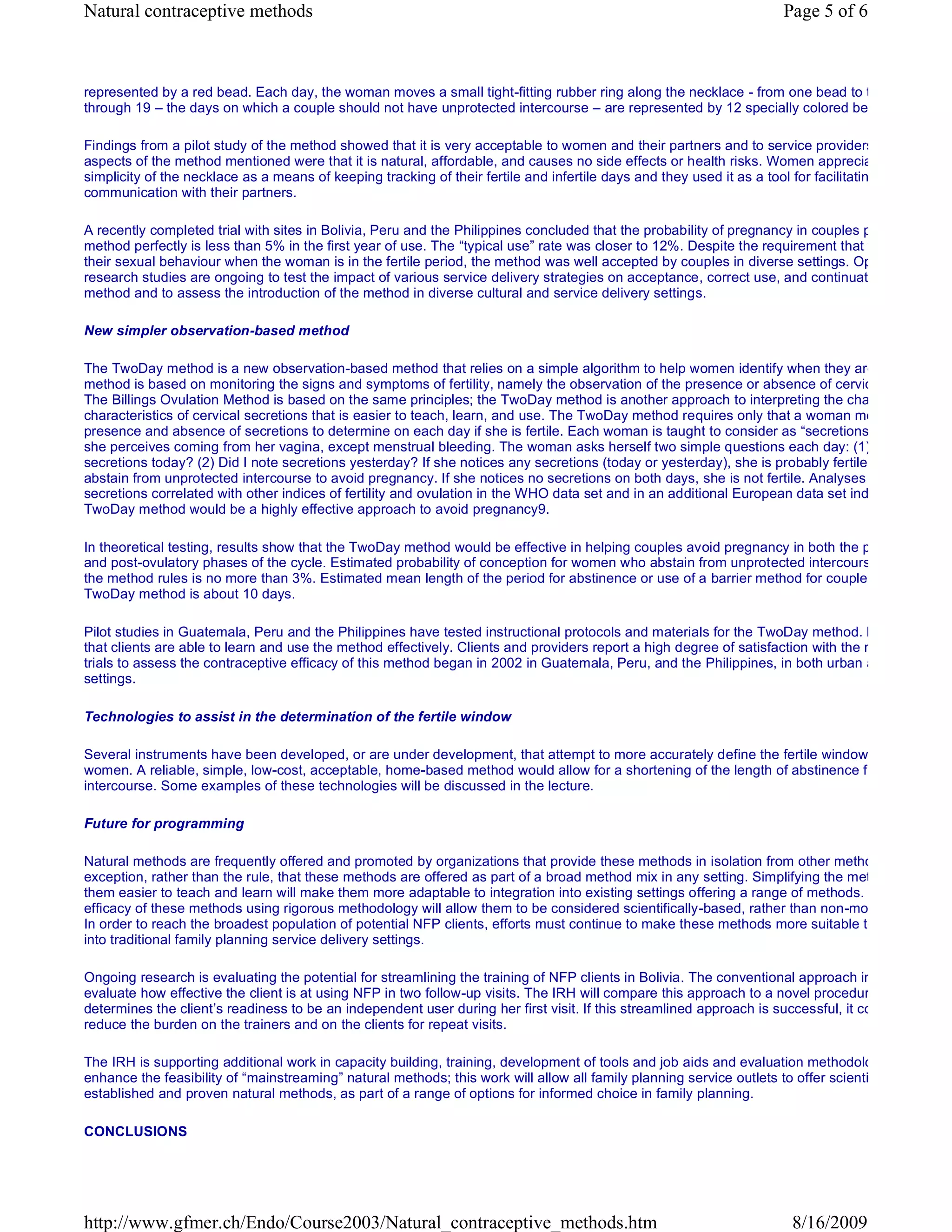 Natural Contraceptive Method | PDF