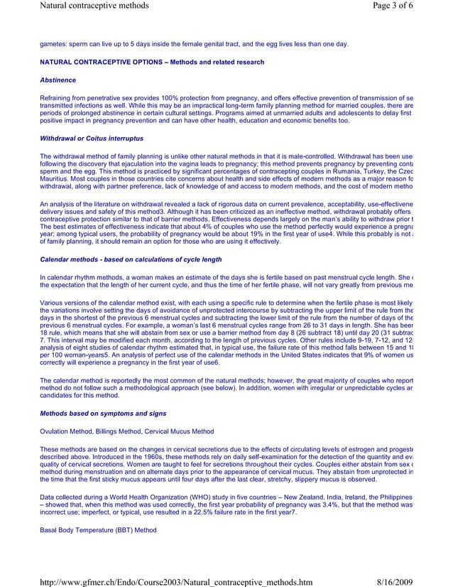 Natural Contraceptive Method | PDF