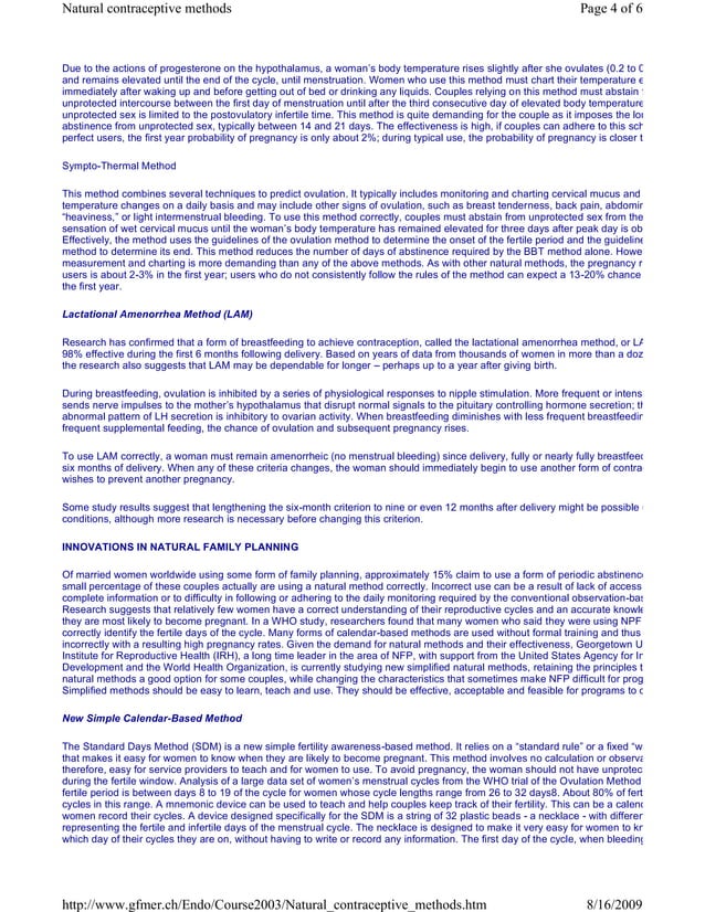Natural Contraceptive Method | PDF