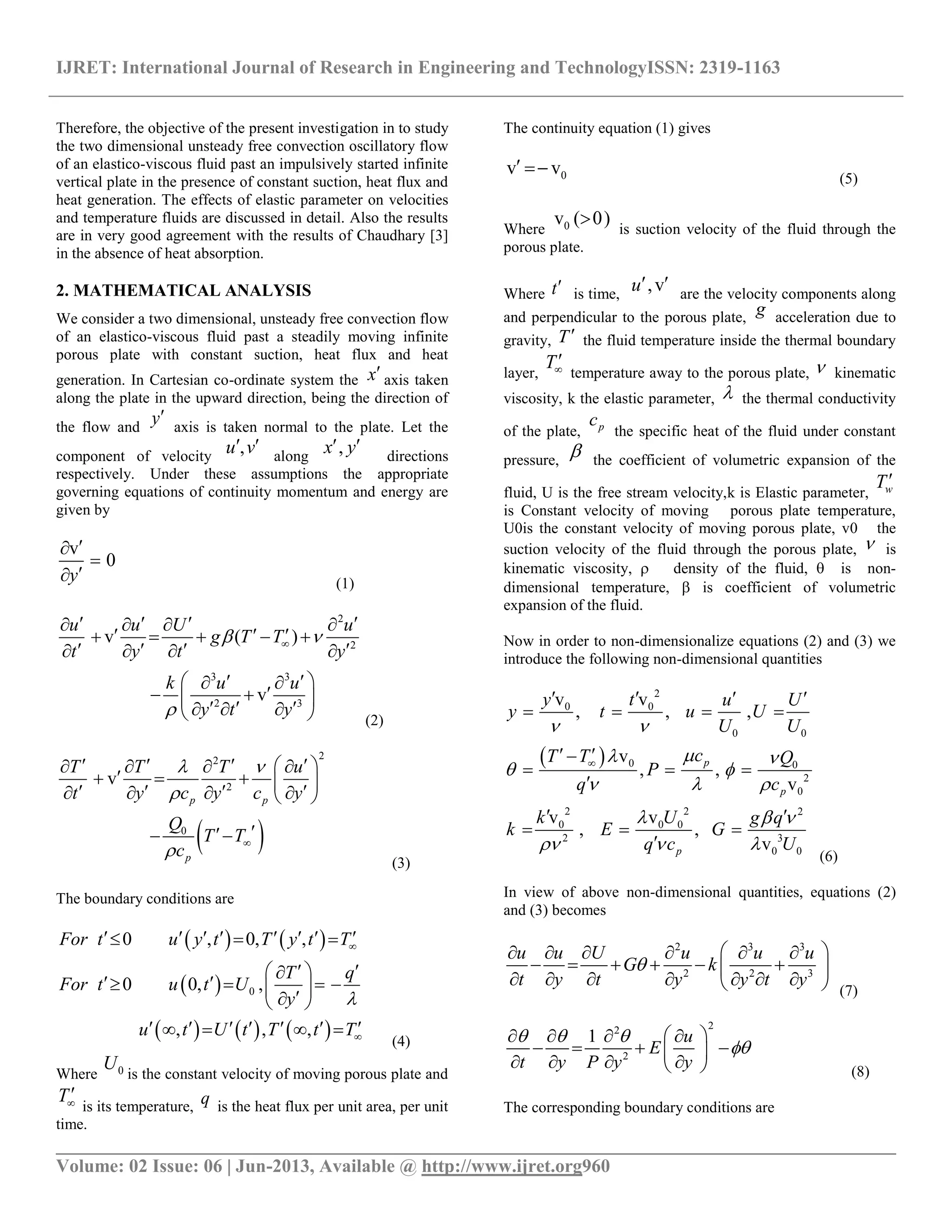 Natural convection heat transfer oscillatory flow of an elastico viscous fluid from vertical ...