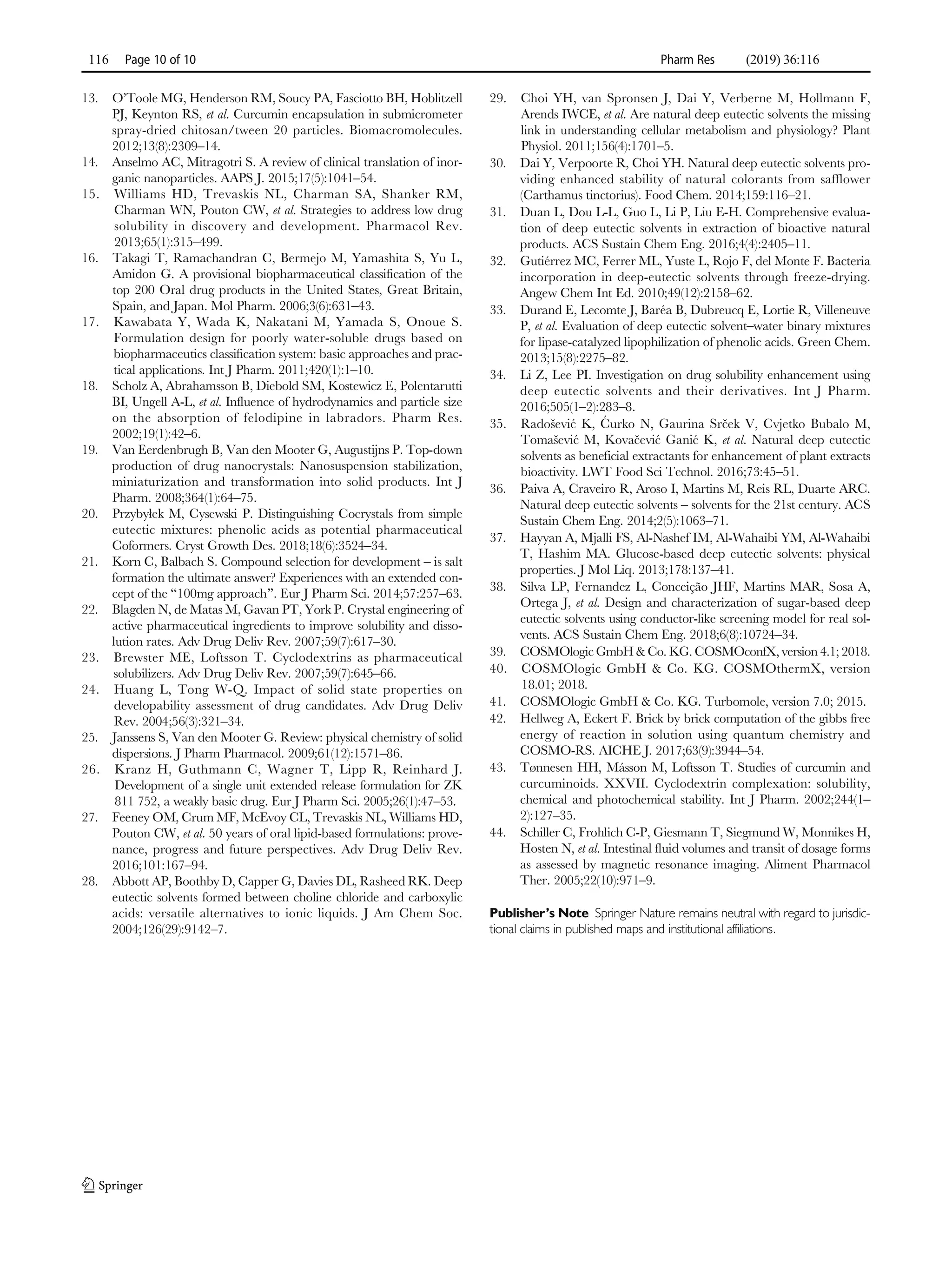 Natural Deep Eutectic Solvents as Agents for Improving Solubility ...
