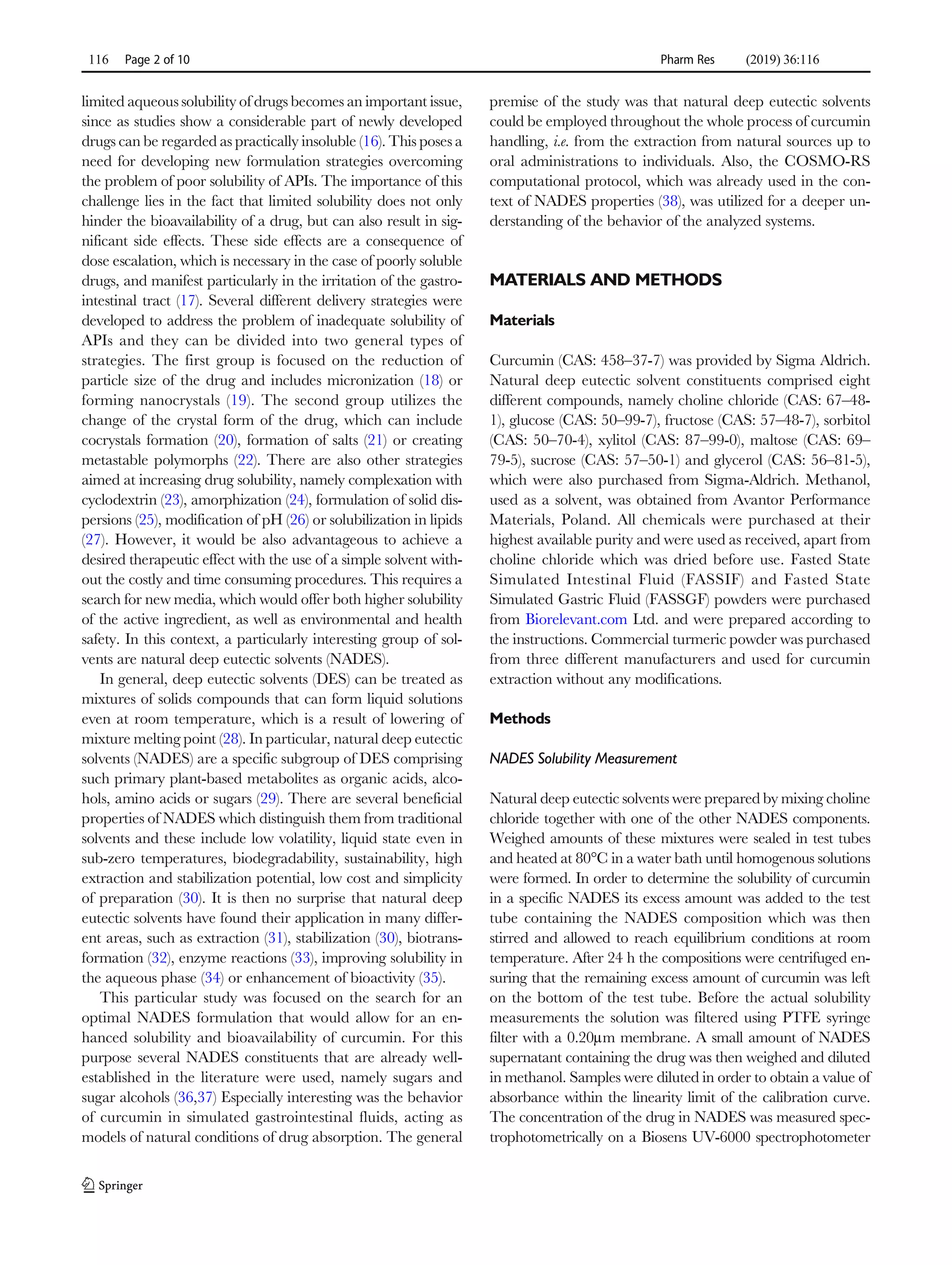 Natural Deep Eutectic Solvents as Agents for Improving Solubility, Stability and Delivery of ...