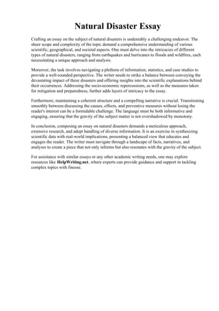 Natural Disaster Essay. How Can Natural Disasters Be Avoided, or - A ...