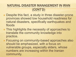 Natural disaster management in iran | PPTX