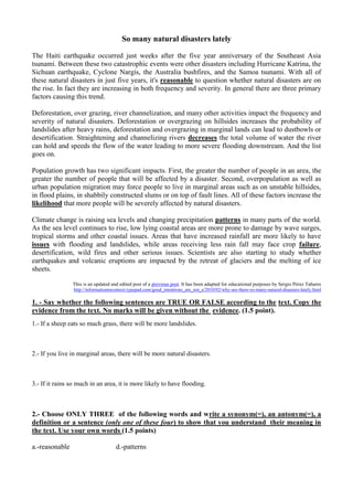 Natural disasters | DOCX