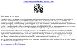Natural Disasters And Their Impacts Essay | PPT