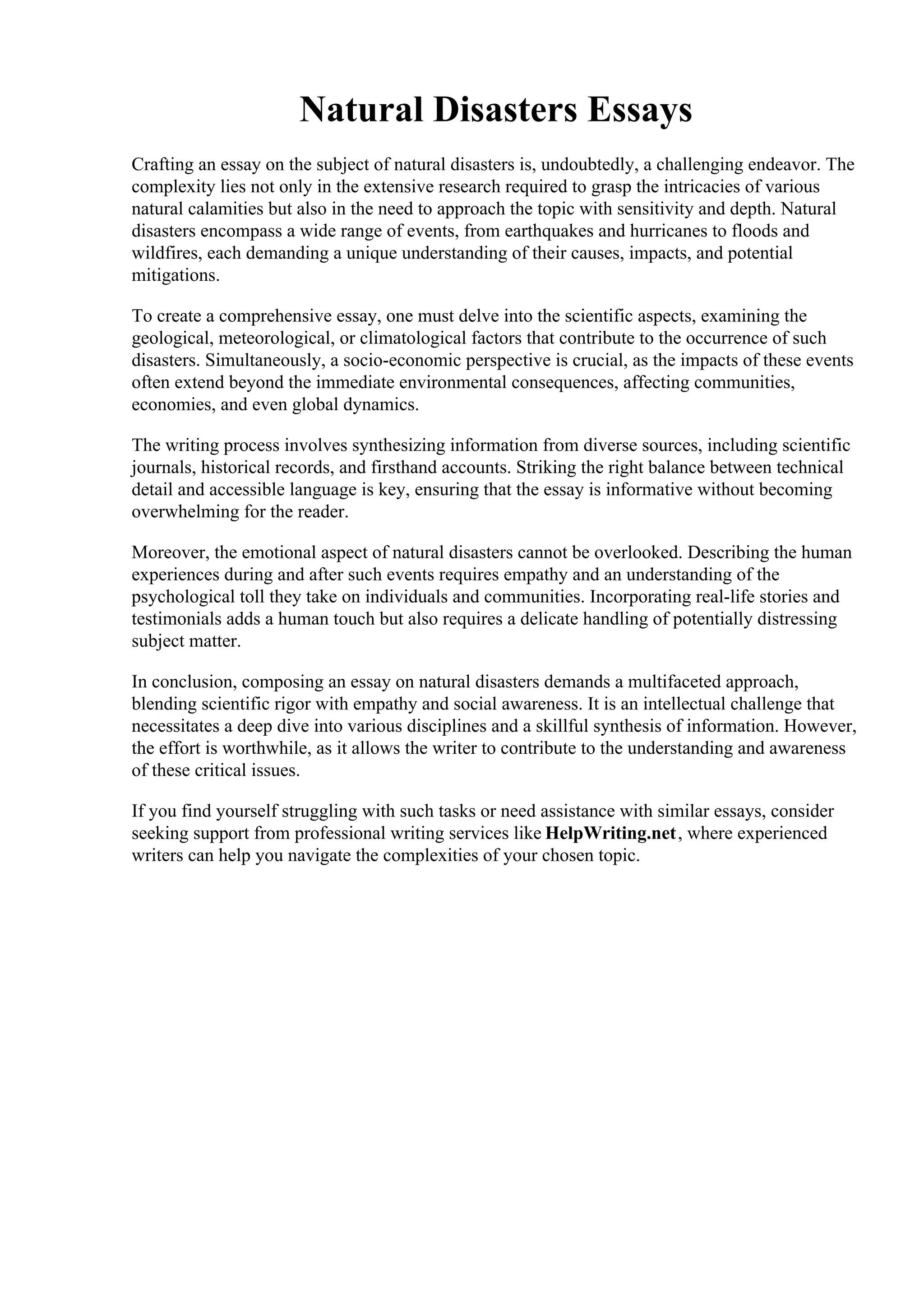 Natural Disasters Essays. Natural disasters in Australia and their ...