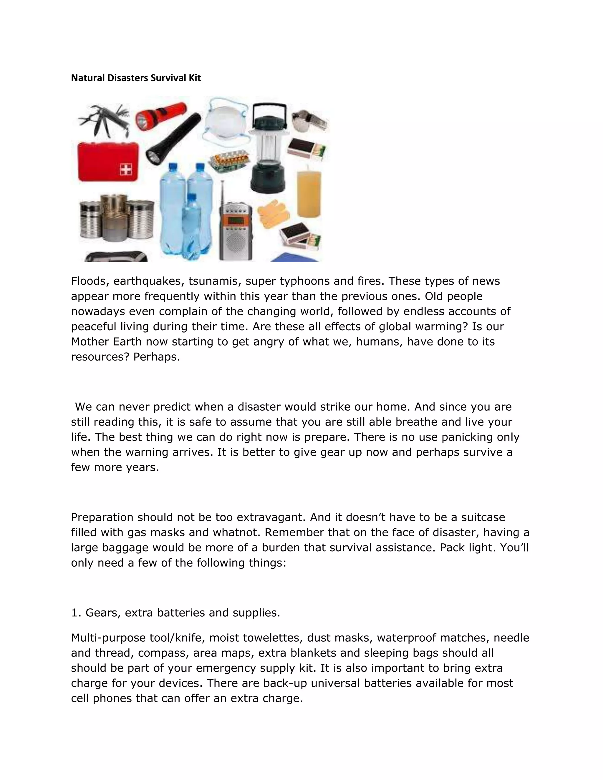 Natural disasters survival kit | PDF