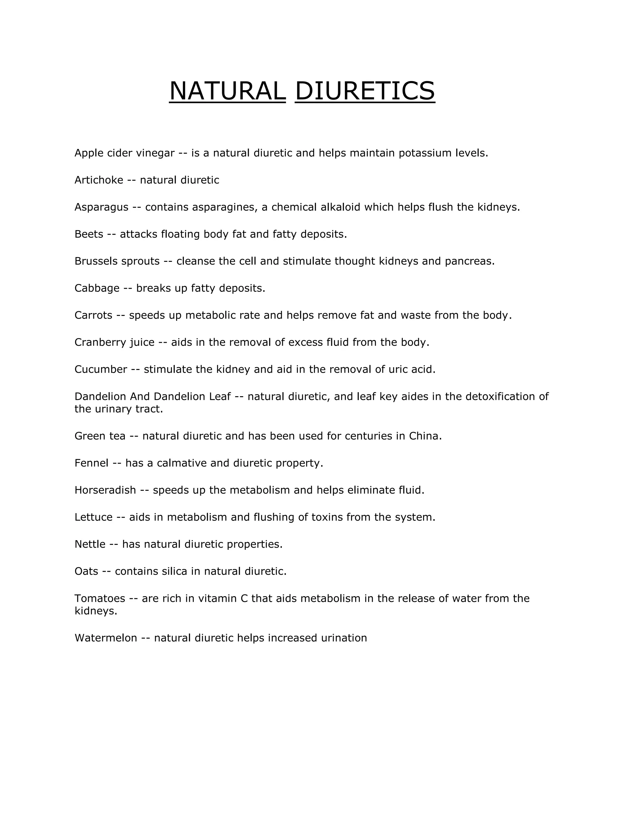 Natural diuretics | DOCX