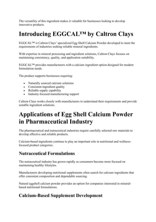 Natural Egg Shell Calcium Powder Manufacturer in India | Caltron Clays ...