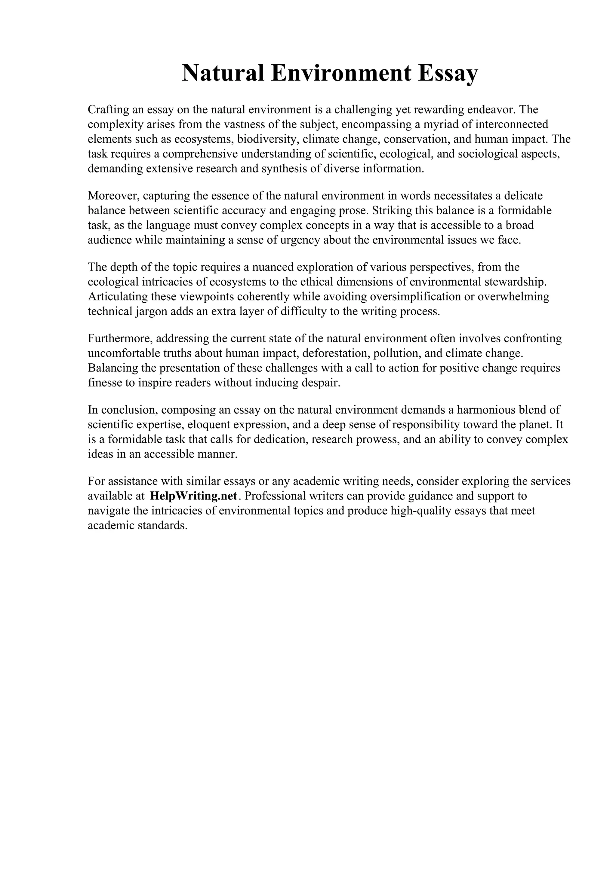 Natural Environment Essay | PDF