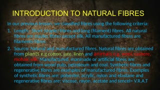 NATURAL FIBRES - CARINF FOR THEM AND WHERE THEY CAME FROM | PPTX