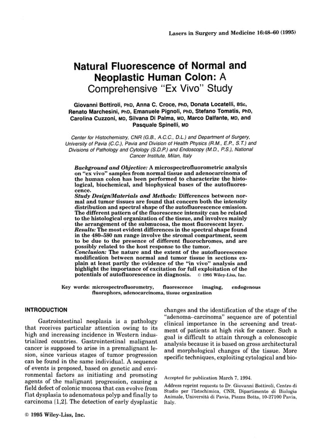 Natural fluorescence of normal and neoplastic human colon | PDF