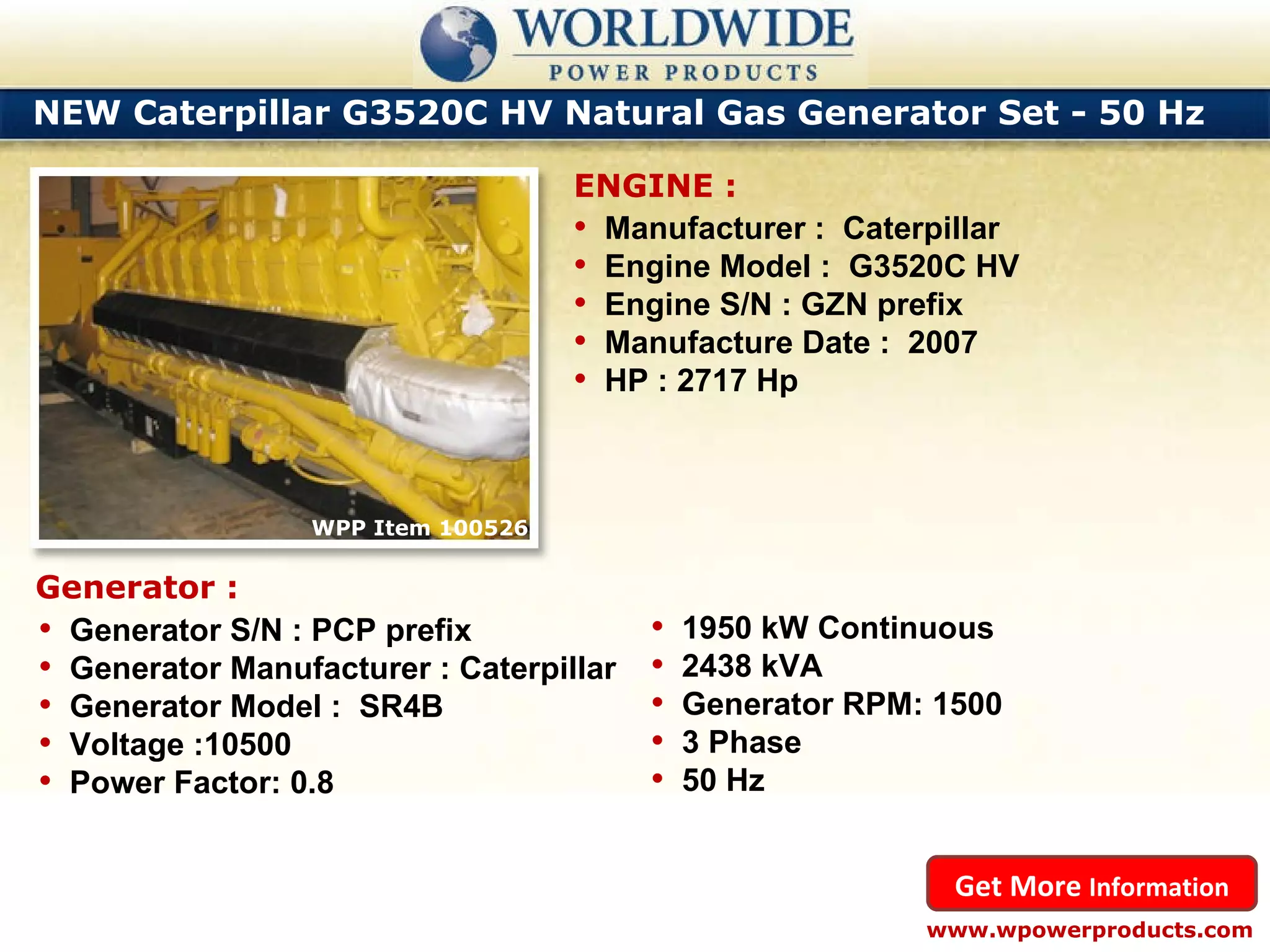 Natural gas generators at worldwide power products june 2011 | PPT