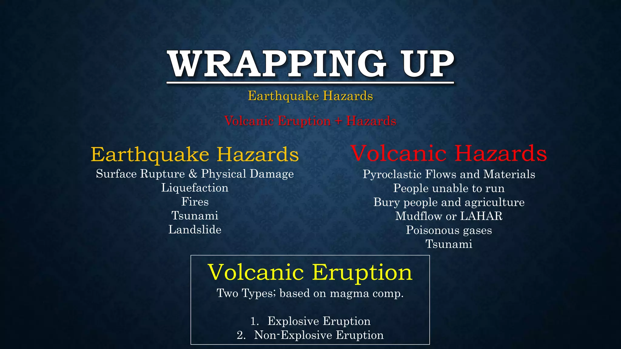 Natural Hazards: Earthquake and Volcanic Hazards + Mitigation and ...