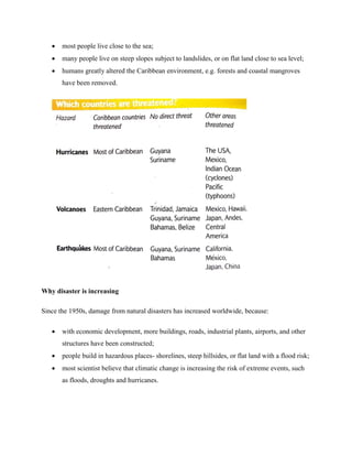 Natural hazards- CSEC Geography | PDF