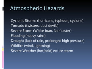 Natural Hazards, Classification and Analysis | PPT