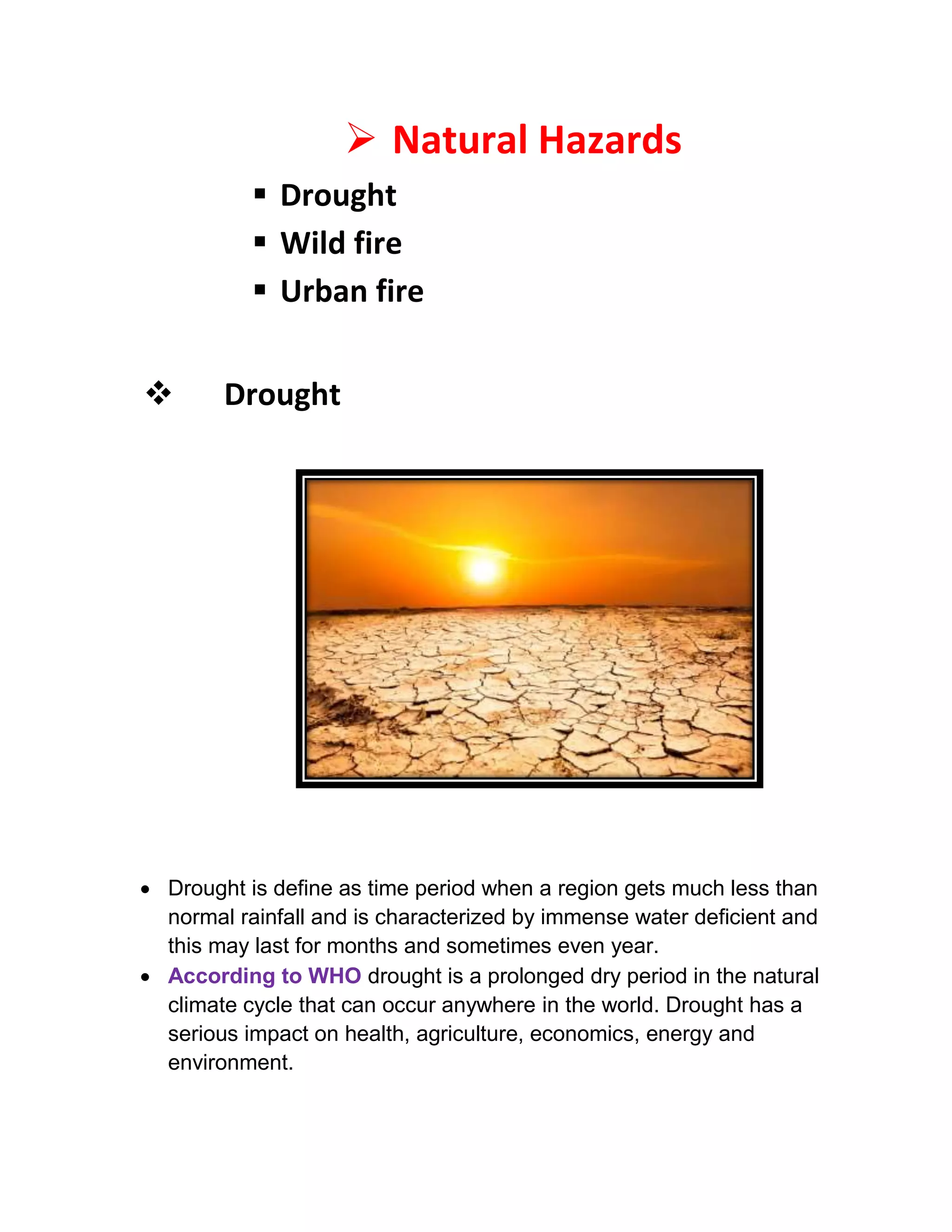 Natural Hazards ( Drought, wild fire, urban fire).docx