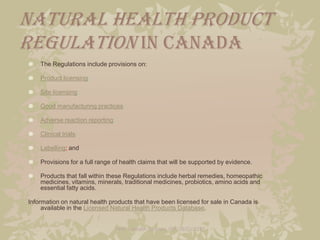 Natural Health Products Regulations | PDF