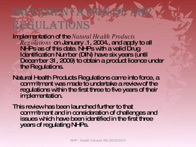 Natural Health Products Regulations (2) | PPT