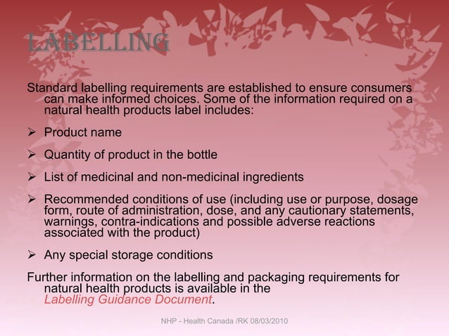 Natural Health Products Regulations (2) | PPT