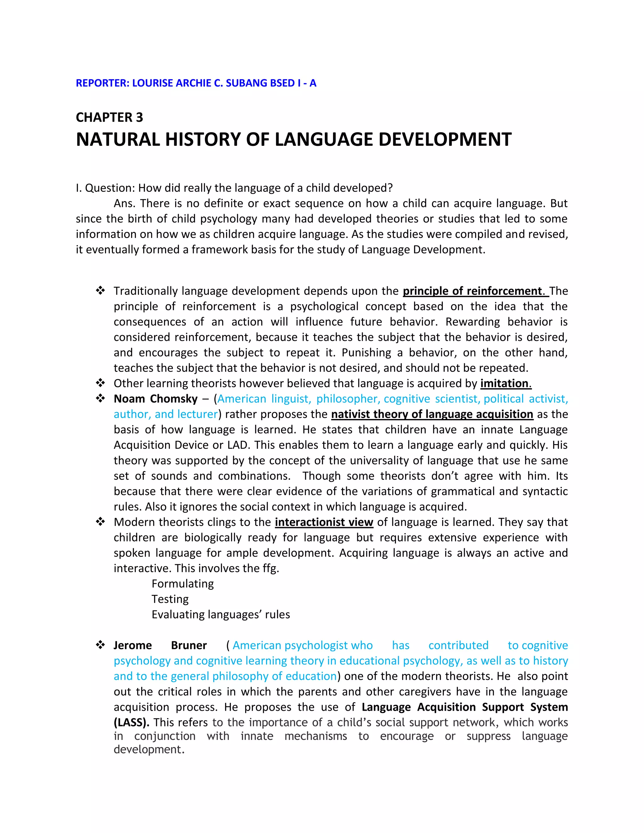 Natural history of language development | PDF