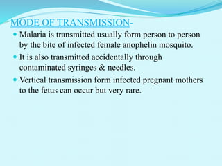 Natural history of malaria | PPTX